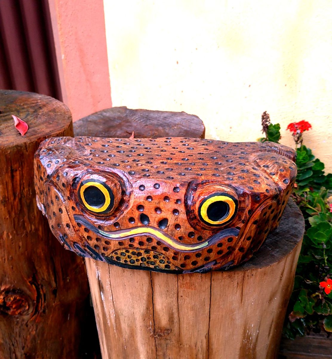 Sapo de Madeira para Jardim | Item de Decoração Artesanal Nunca Usado ...