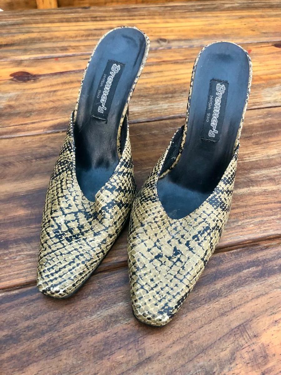 Scarpin Salto Alto Mule Sandalia Estampa Croc Crocodilo Onça Animal ...