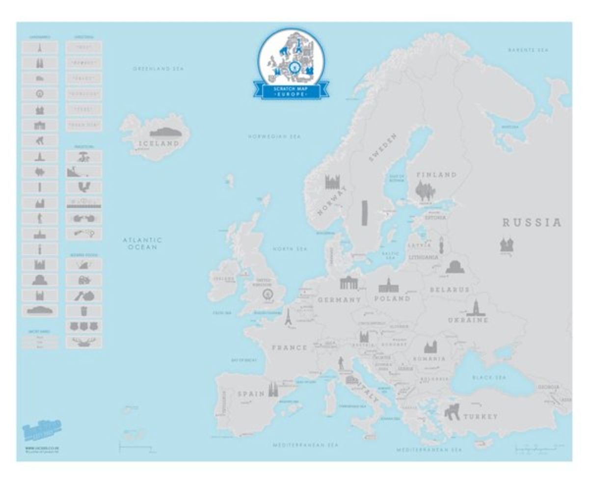 Scratch Map Europe - Mapa de Raspadinha | Item de Papelaria Scratch Map ...