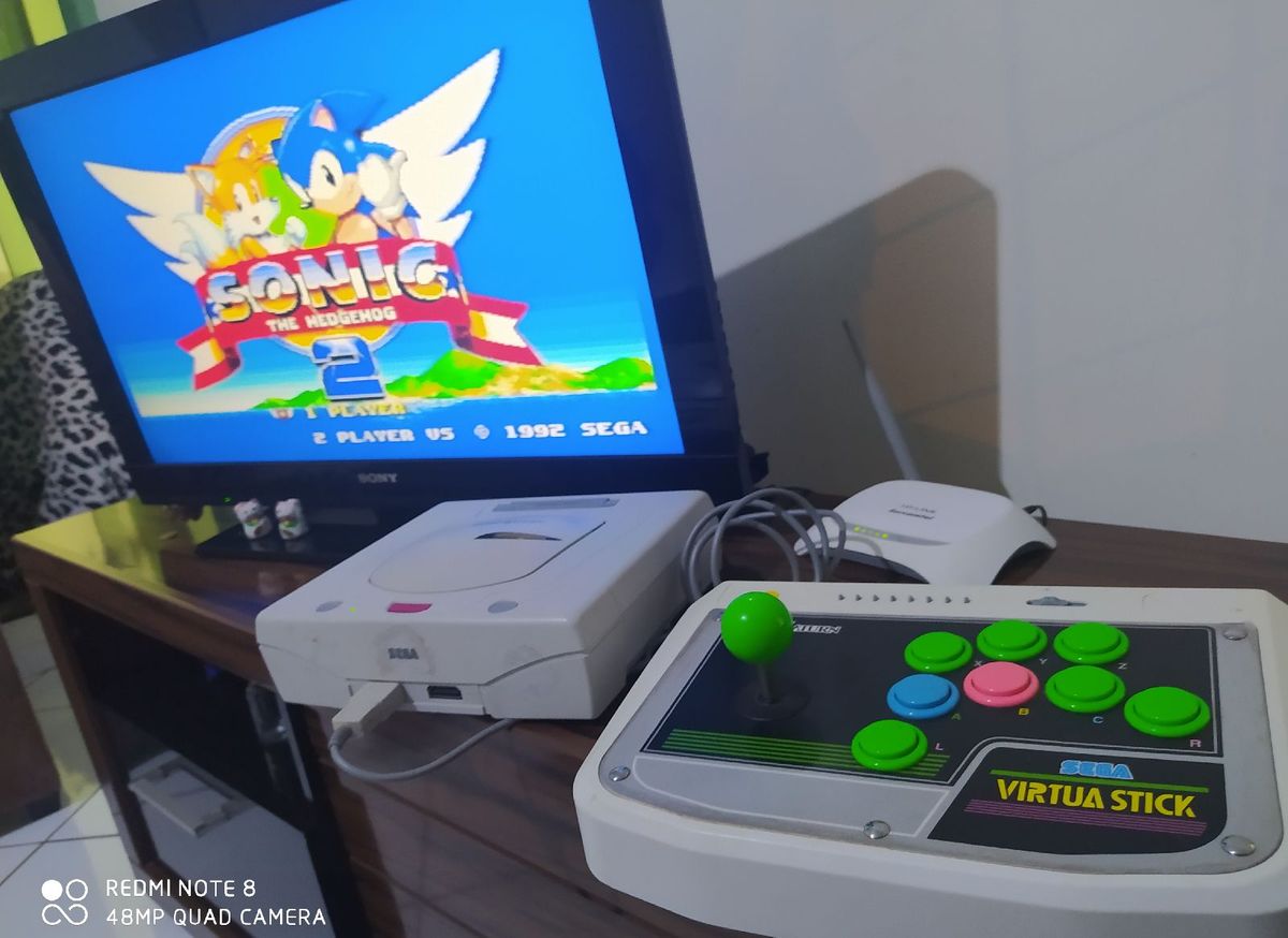 Sega Saturno + Controle Arcade + Jogo Original Sonic 3 em 1 | Console ...