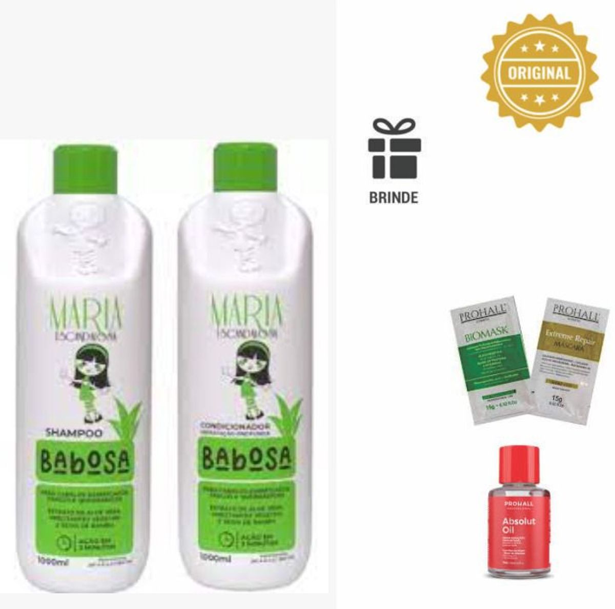 Shampoo e Condicionador Babosa Maria Escandalosa 1 Litro Cada+ Brindes | Produto p/ Cabelos ...