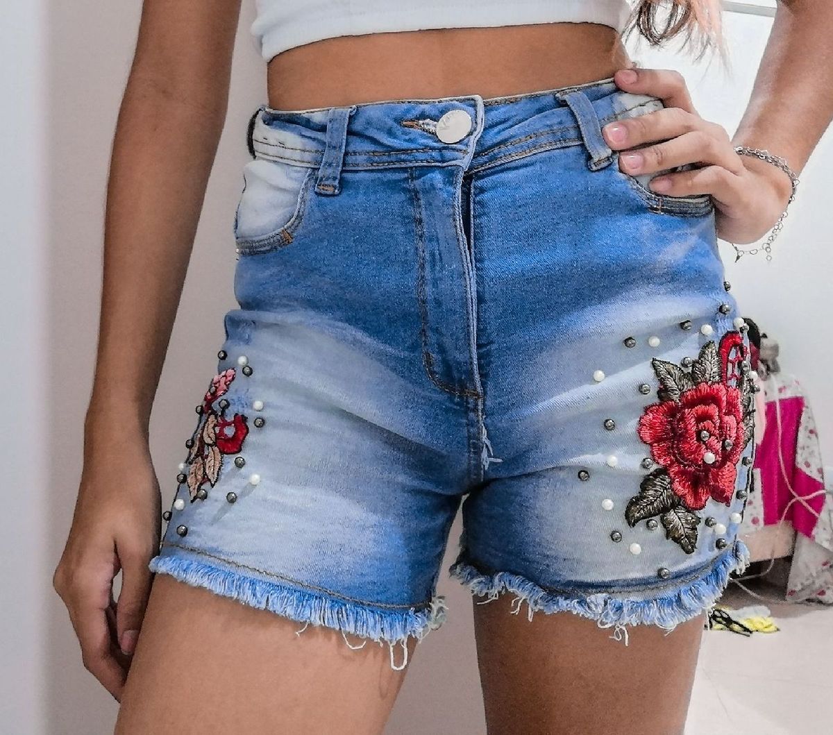 Short Jeans Bordado | Shorts Feminino Novo 46465974 | enjoei