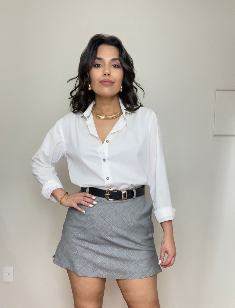 Short Saia Corte Alfaiataria Xadrez | Saia Feminina Usado 93754002 | enjoei