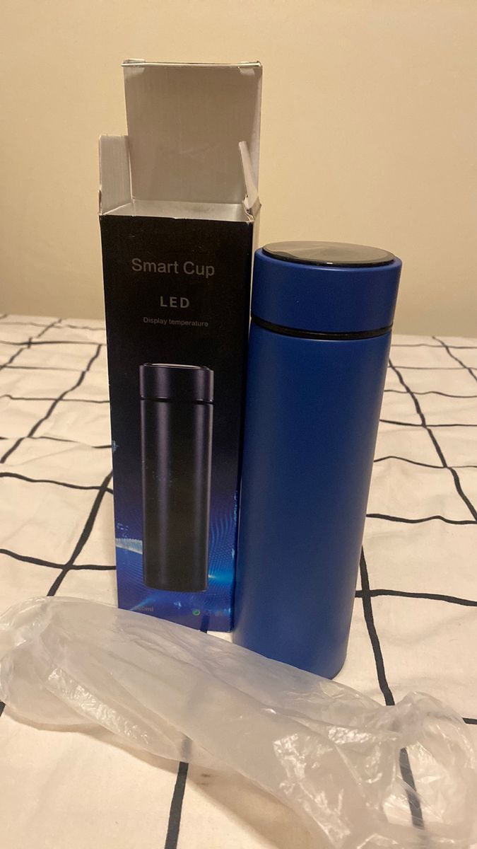 Smart Cup Led 480 Ml Nova Na Embalagem Azul Escura | Item p/ Esporte e Outdoor Garrafa Térmica ...
