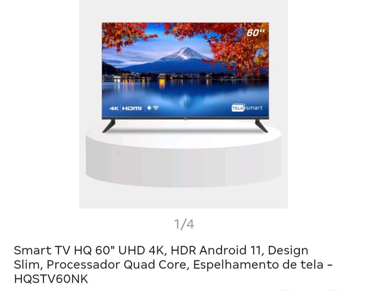 Smart Tv Hq 60" Uhd 4k, Hdr Android 11, Sistema Ultrasound, Design Slim, Processador Quad Core ...