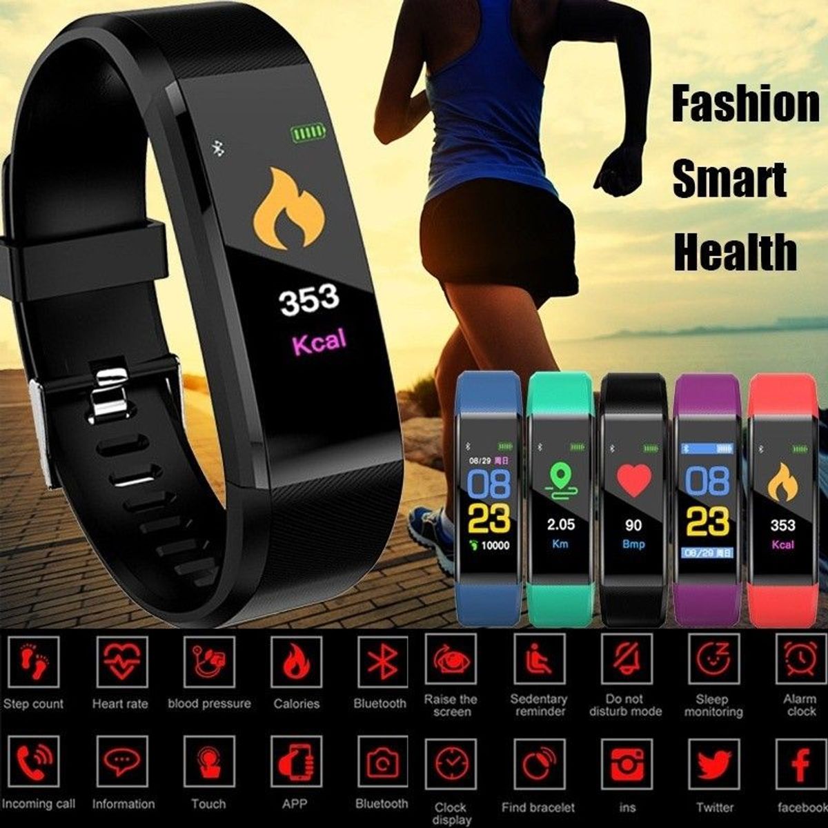 Smartwatch Relógio Inteligente Bluetooth Passos Cardíaco Pressão ...