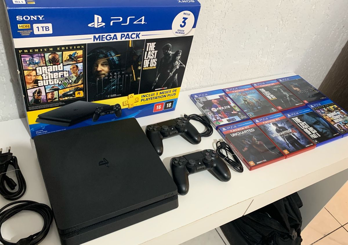 Sony Playstation 4 Slim 1tb 2 Controles + 8 Jogos | Console de ...