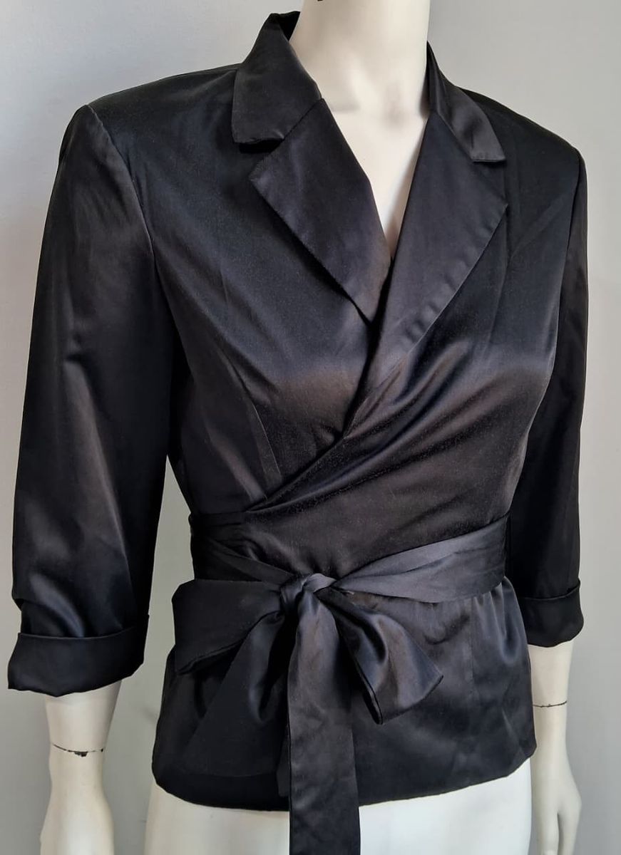 Spencer Preto Transpassado | Terno Feminino M. Wanna Usado 128546359 ...