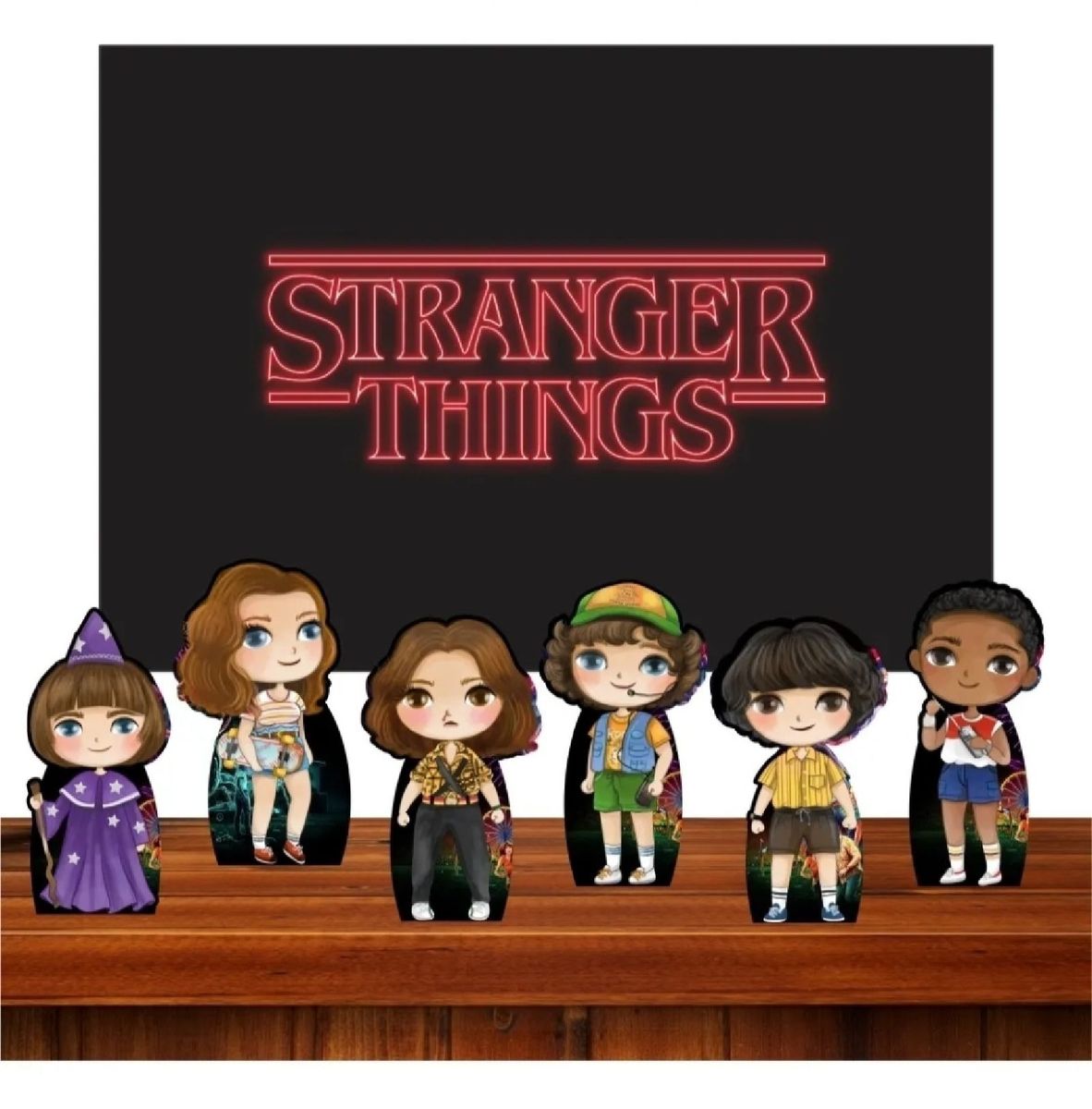 Stranger Things Kit Festa Barato 6 Displays + Painel Lona | Item ...