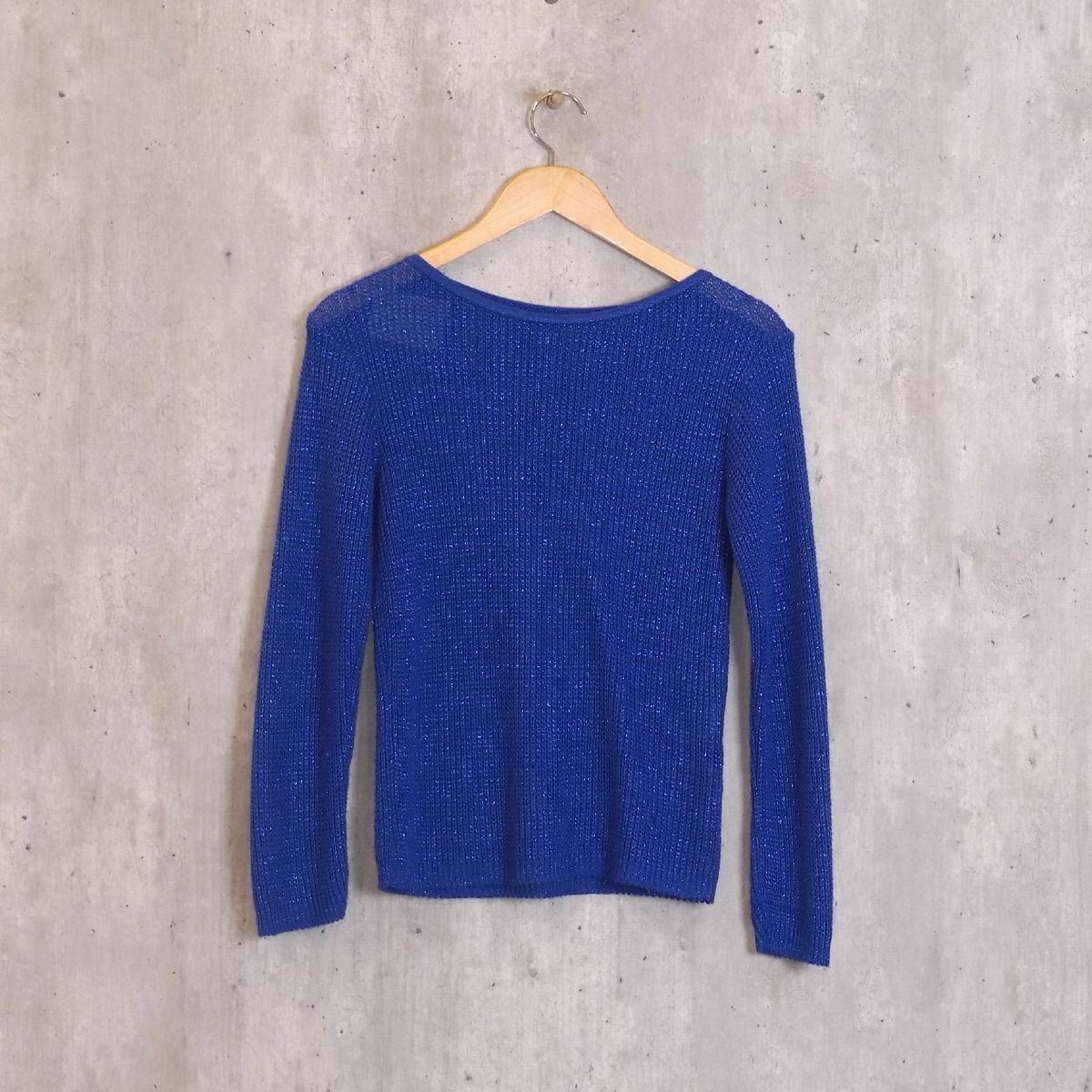 Suéter Azul Fios Metalizados | Casaco Feminino Usado 75503641 | enjoei