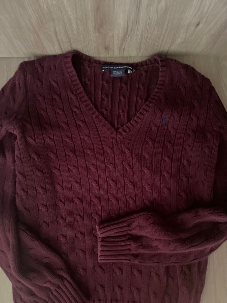Sueter Ralph Lauren Grosso Vinho | Casaco Feminino Ralph Lauren Usado ...