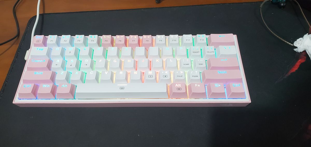 Teclado Redragon Fizz 617 | Rosa e Branco, Padrão Americano | Teclado p ...