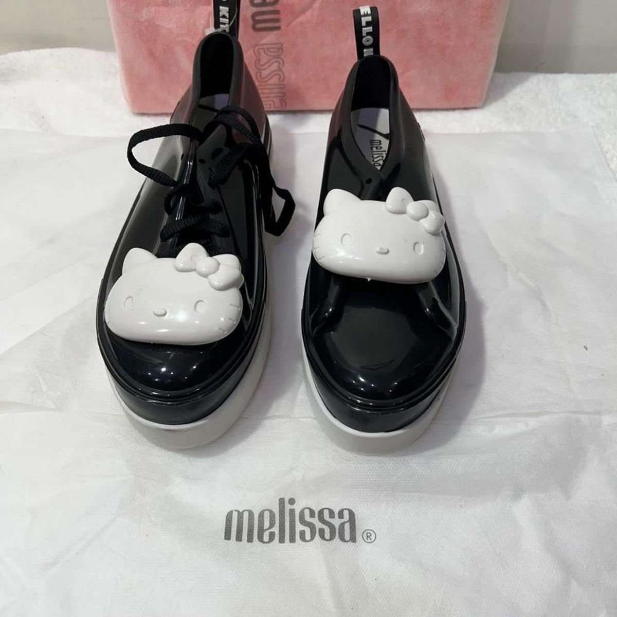 Tênis 36 Nova Melissa Hello Kitty Preto Branco Linda Estilosa para ...
