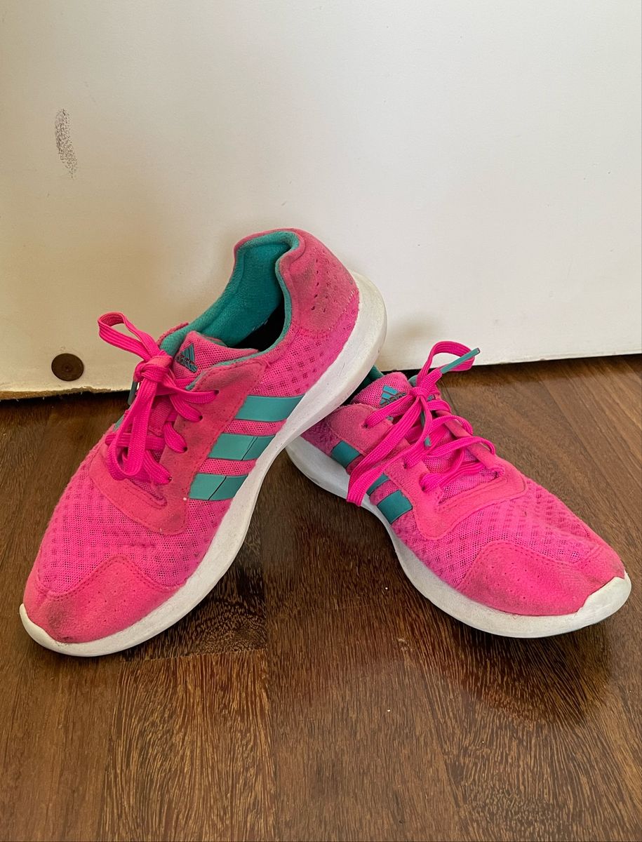 Tênis Adidas Feminino Rosa e Azul | Tênis Feminino Adidas Usado ...