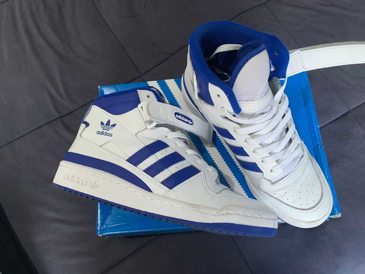 Tênis Adidas Forum Mid Azul e Branco | Tênis Masculino Adidas Usado ...