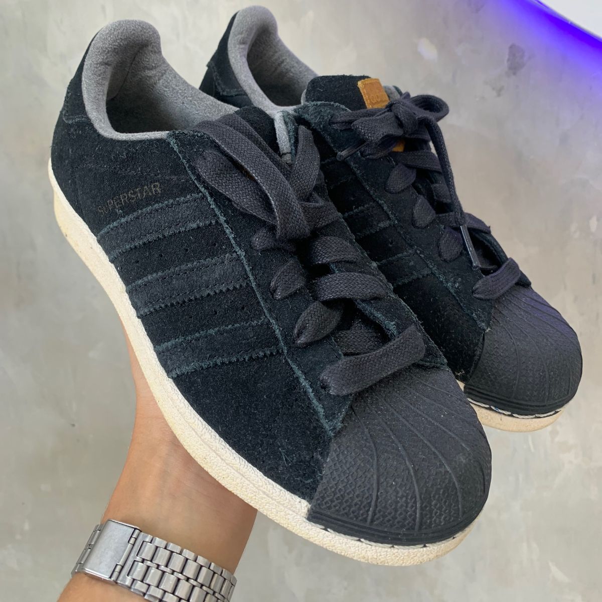 Tênis Adidas Original Superstar Preto de Veludo | Tênis Feminino Adidas ...