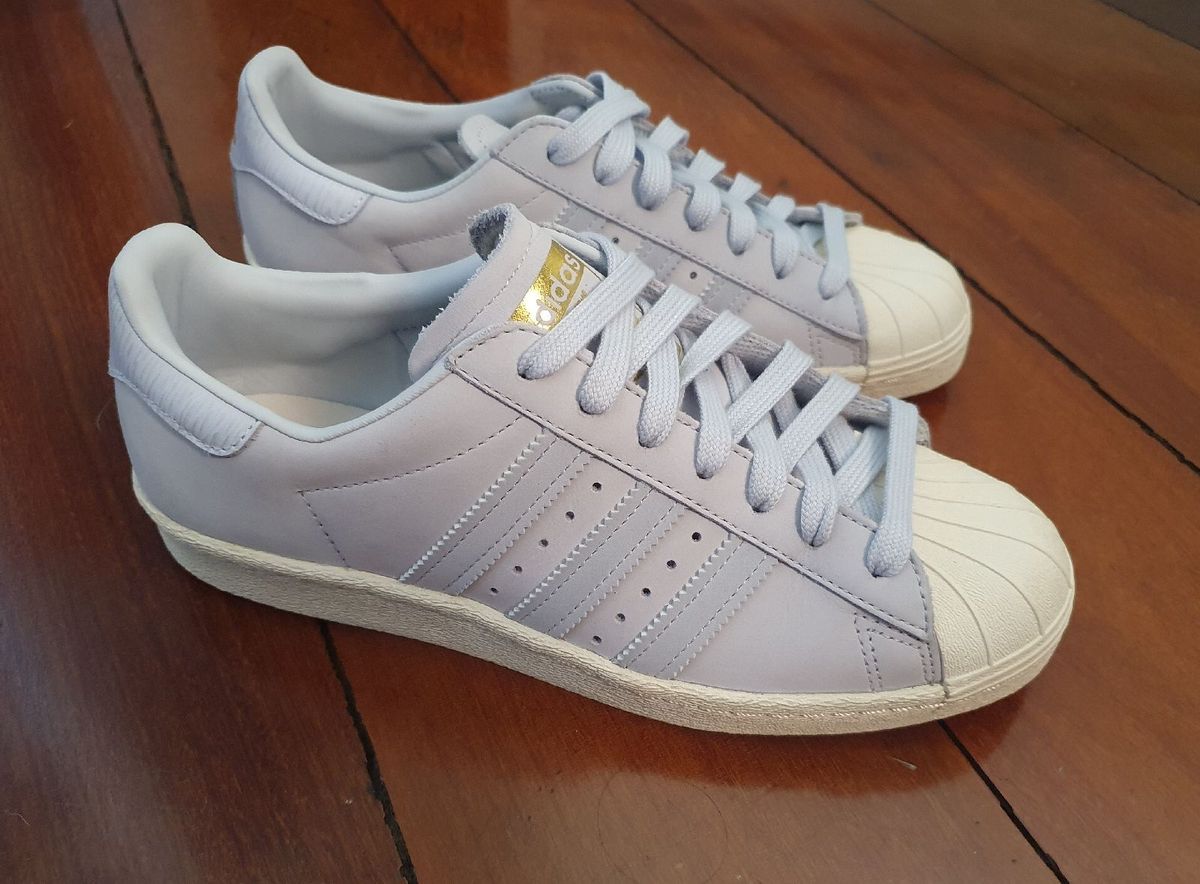 Tênis Adidas Superstar Azul Claro | Tênis Feminino Adidas Usado ...