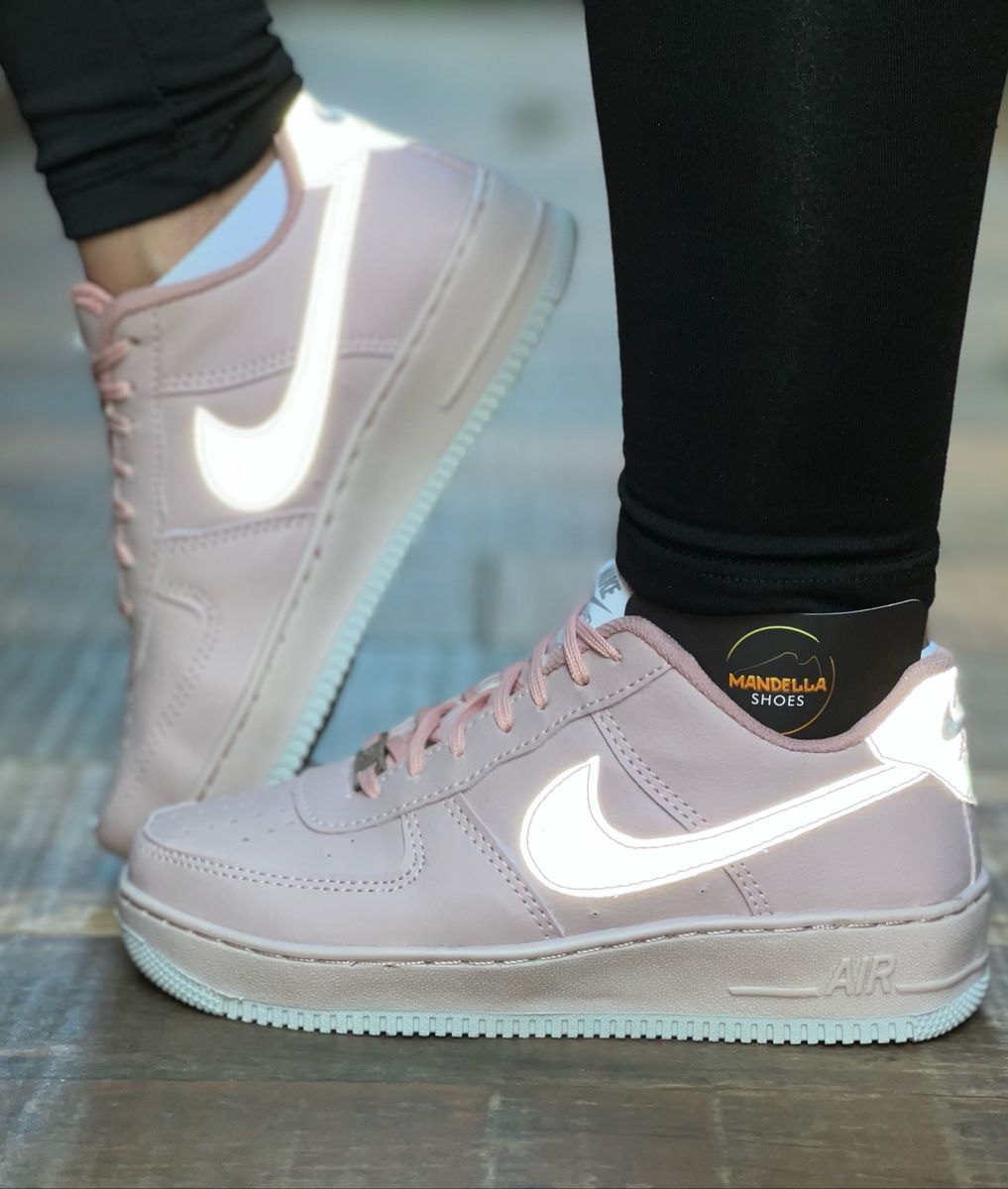 Tênis Air Force One Rosa/refletivo Tam 39 Envio Imediato + Brinde ...