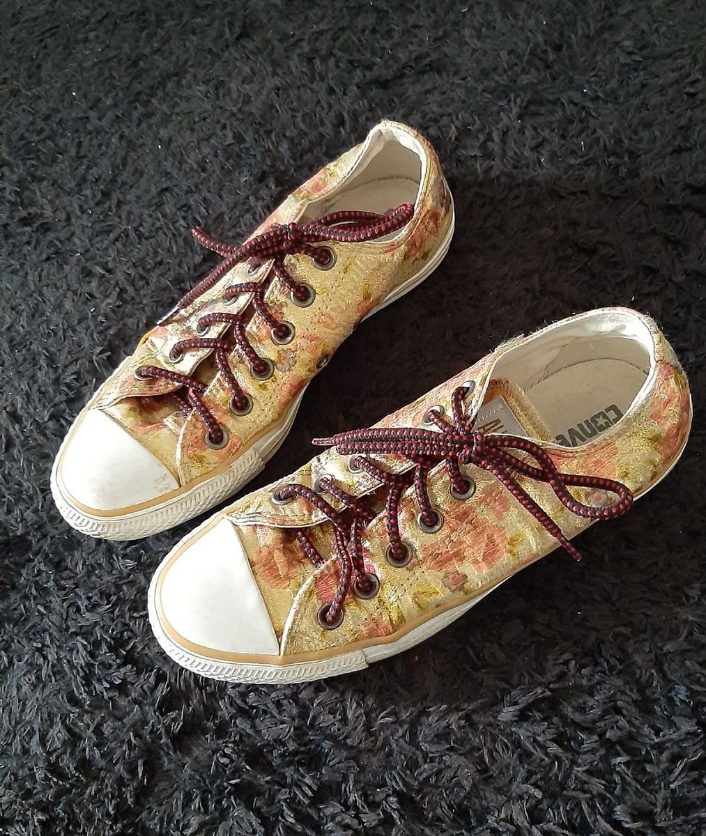 Tênis All Star Customizado Dourado | Tênis Feminino All Star Usado ...