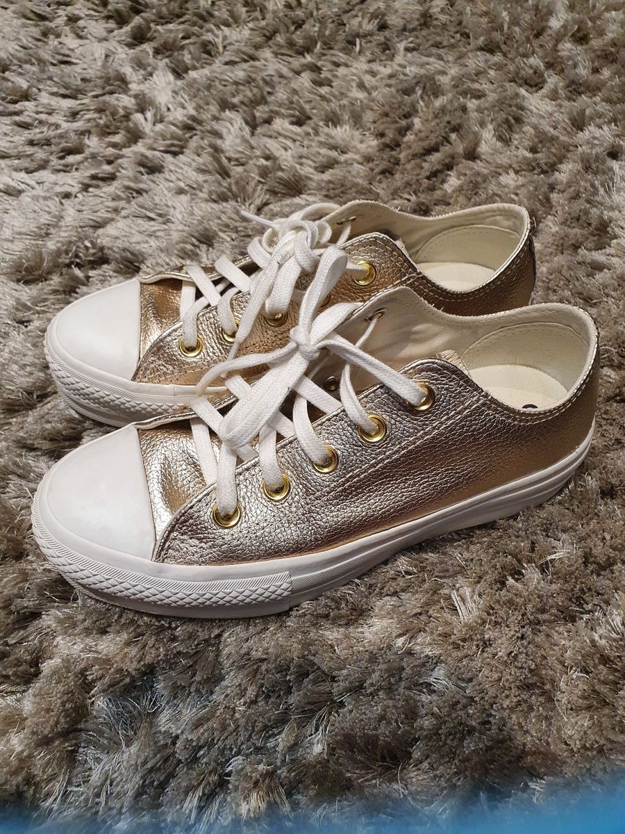 Tênis All Star Dourado | Tênis Feminino Converse Usado 43664446 | enjoei