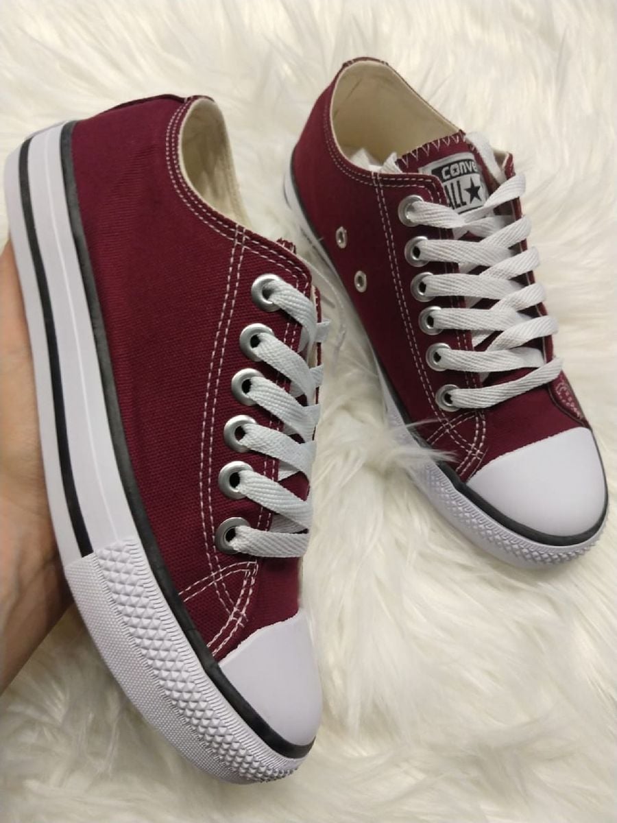 Tênis All Star Vinho Cano Baixo | Tênis Feminino All Star Nunca Usado ...
