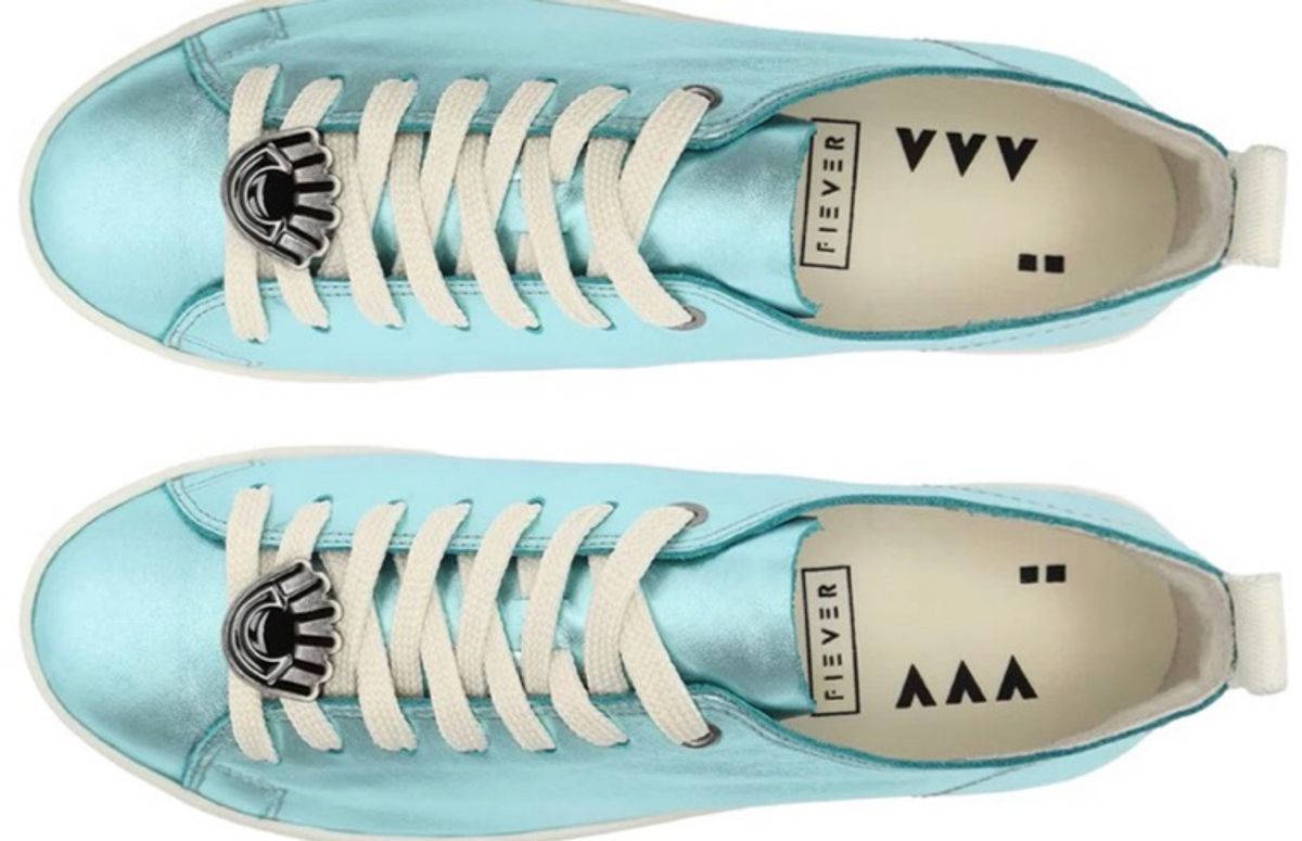 Tênis Azul Metalizado Couro Natural | Tênis Feminino Fiever Nunca Usado ...