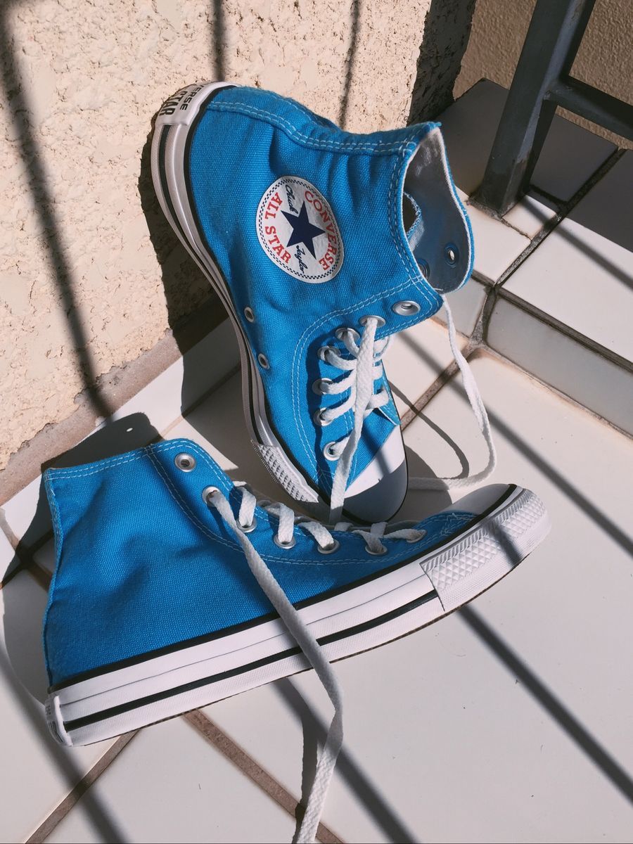 Tênis Converse All Star Cano Alto Chuck Taylor Tecido- Azul Claro ...