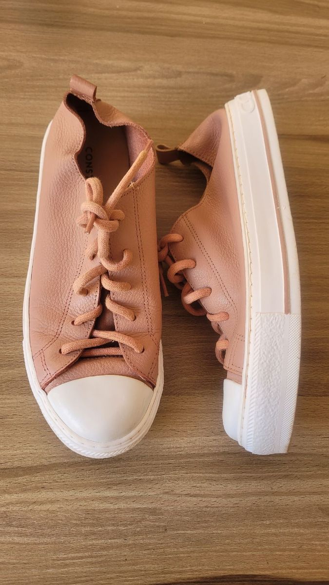 Tênis Couro Rosa Biqueira Constance | Tênis Feminino Constance Usado ...