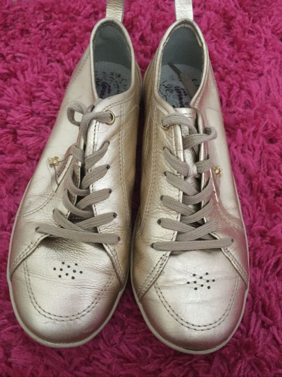 Tênis Dourado | Tênis Feminino Cravo E Canela Usado 33300845 | enjoei