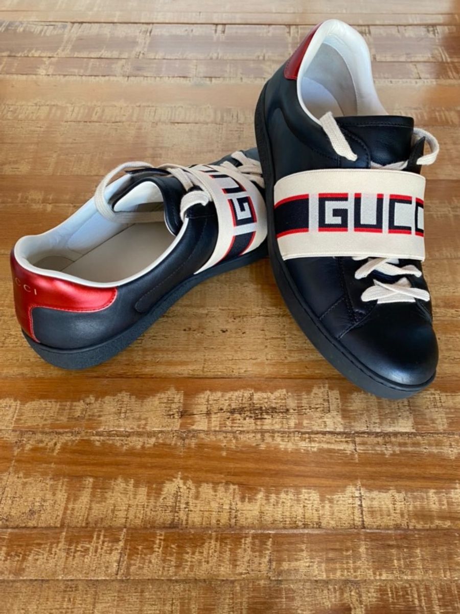 Tênis Gucci Ace Stripe Black | Tênis Masculino Gucci Usado 75862473 ...