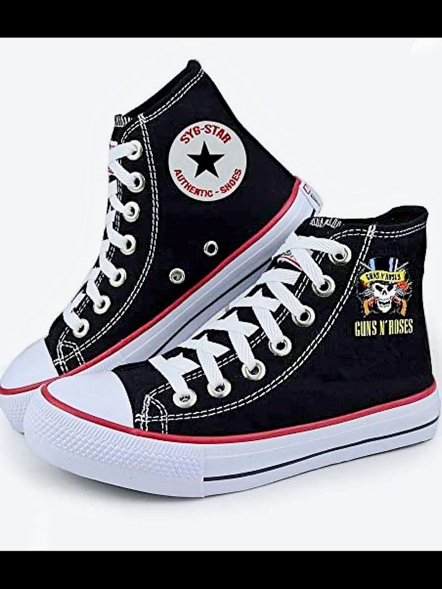 Tênis Marca Syg Star Cano Médio Preto Guns N Roses Tam37 | Tênis ...
