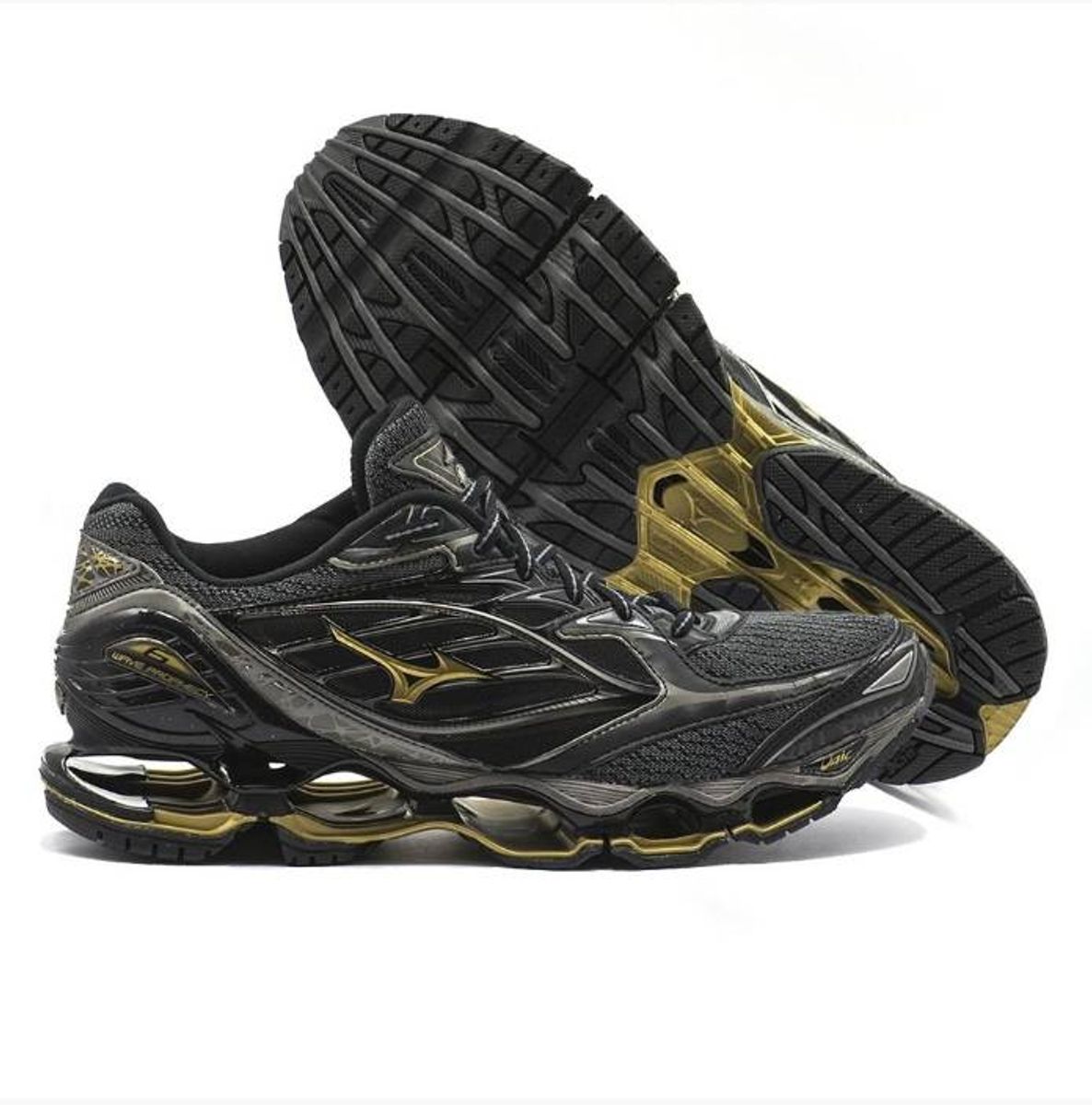 Tênis Mizuno Wave Prophecy 6 Preto e Dourado 42 | Tênis Masculino ...
