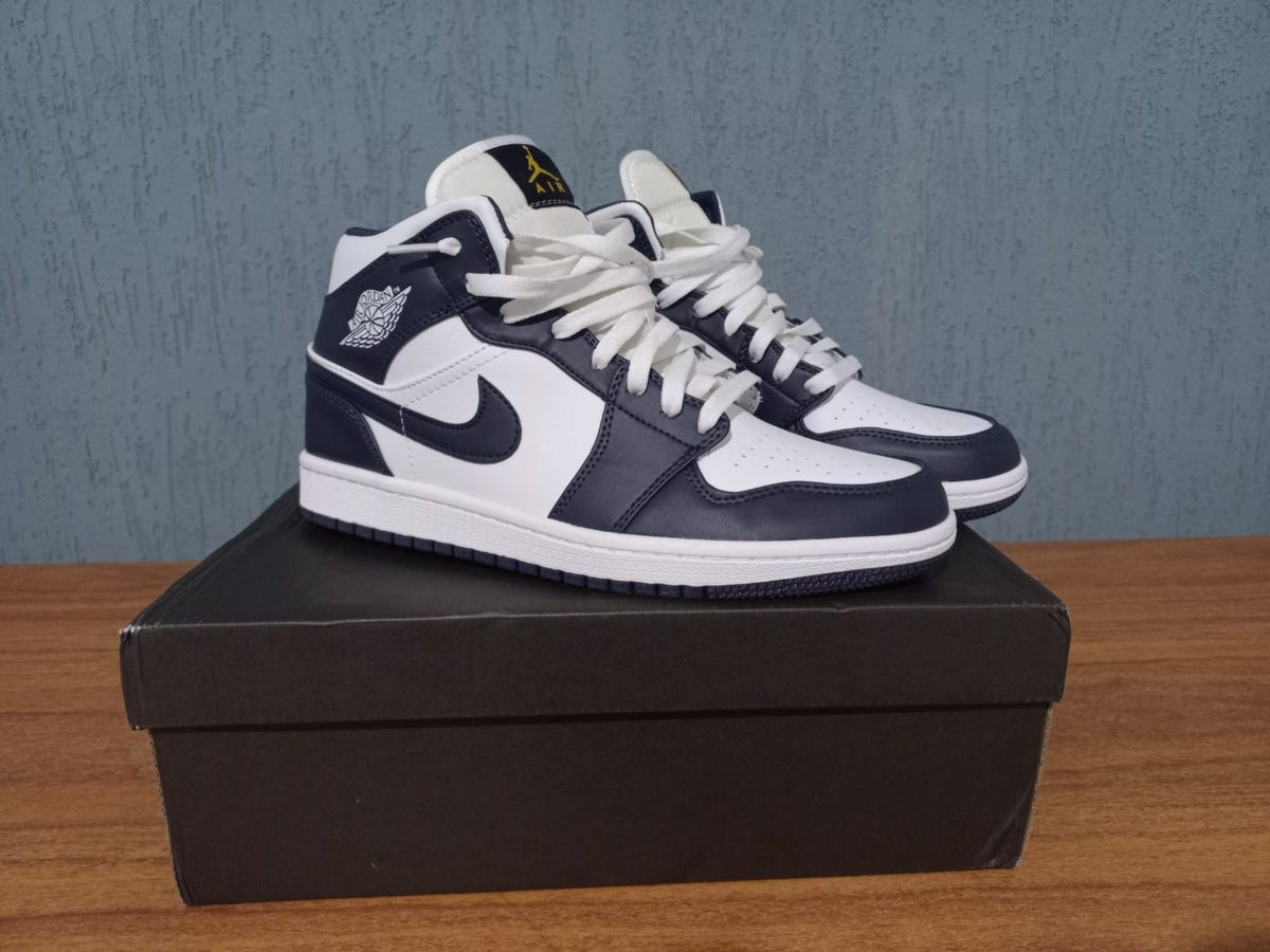 Tenis Nike Air Jordan 1 - Azul e Branco | Tênis Masculino Nike Usado ...