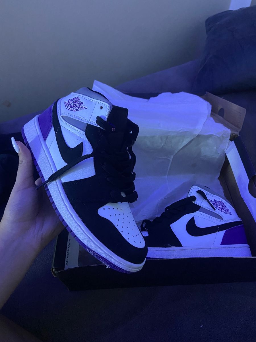 Tênis Nike Air Jordan 1 Roxo com Camurça | Tênis Feminino Nike Usado ...