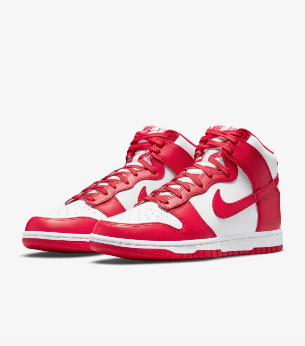 Tênis Nike Dunk High Championship White And Red - Novo - Original ...