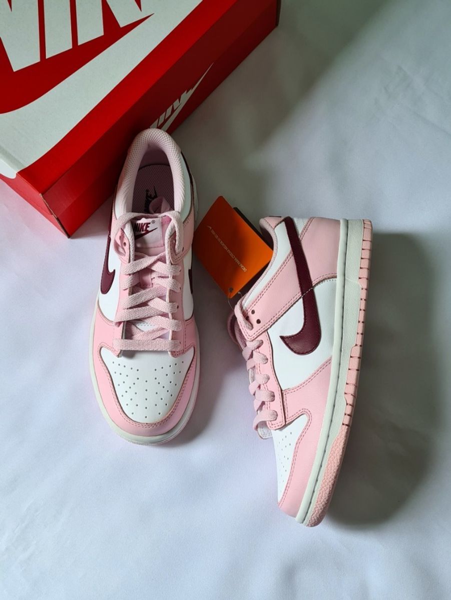 Tenis Nike Dunk Low Gs Pink Red White Branco Rosa 35 | Tênis Feminino ...