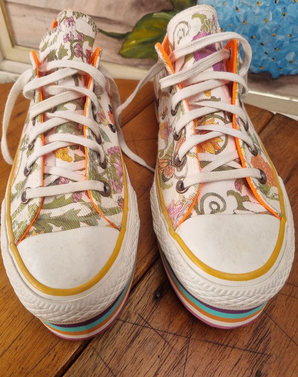 Tênis Plataforma Floral All Star 36 | Tênis Feminino All Star Usado ...