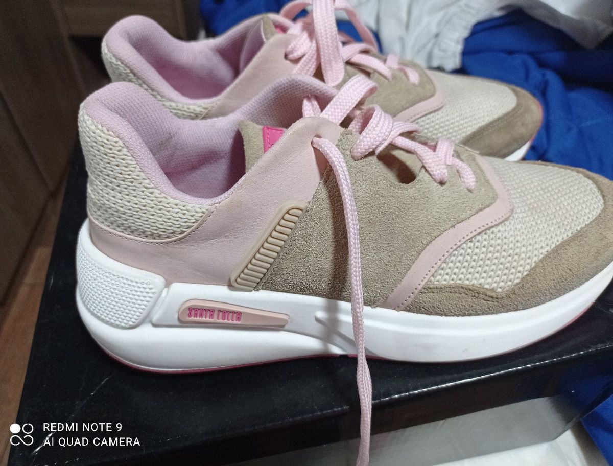 Tênis Santa Lolla Rosa e Branco | Tênis Feminino Santa Lolla Usado ...