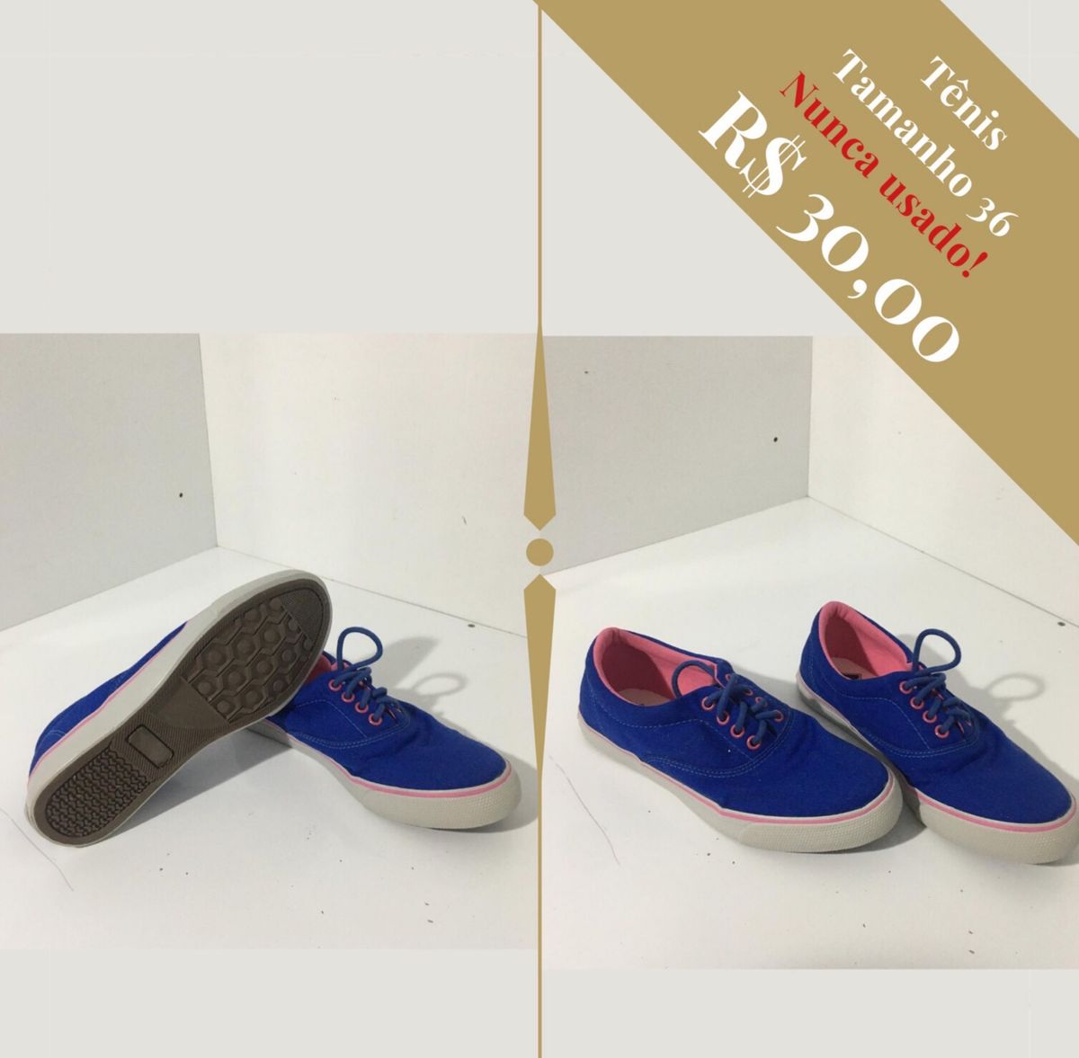 Tênis Tipo Vans Azul e Rosa | Tênis Feminino Vans Nunca Usado 51343513 ...