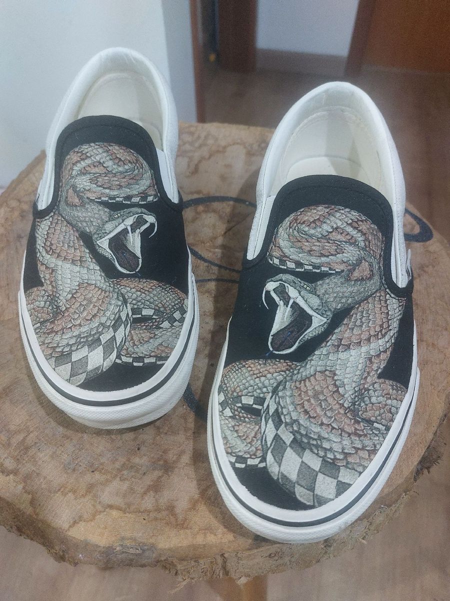 Tenis Vans Classic Slip-on (desert) Snake/black | Tênis Masculino Vans ...