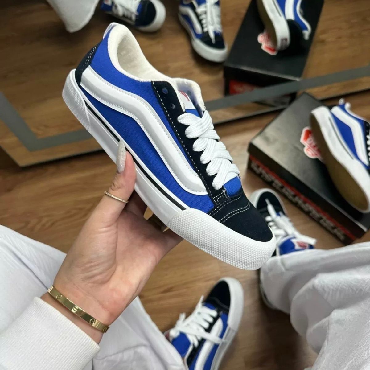 Tênis Vans Knu Azul e Preto | Tênis Masculino Vans Usado 108654133 | enjoei