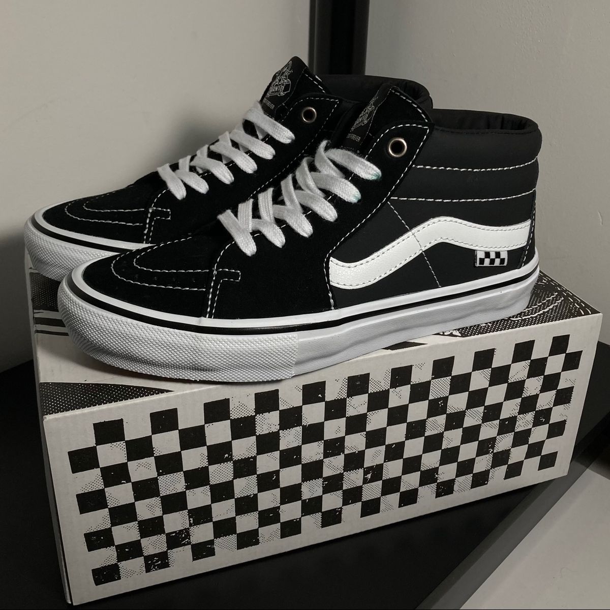 Tênis Vans Skate Mid Black White Emo Leather 37 | Tênis Feminino Vans ...