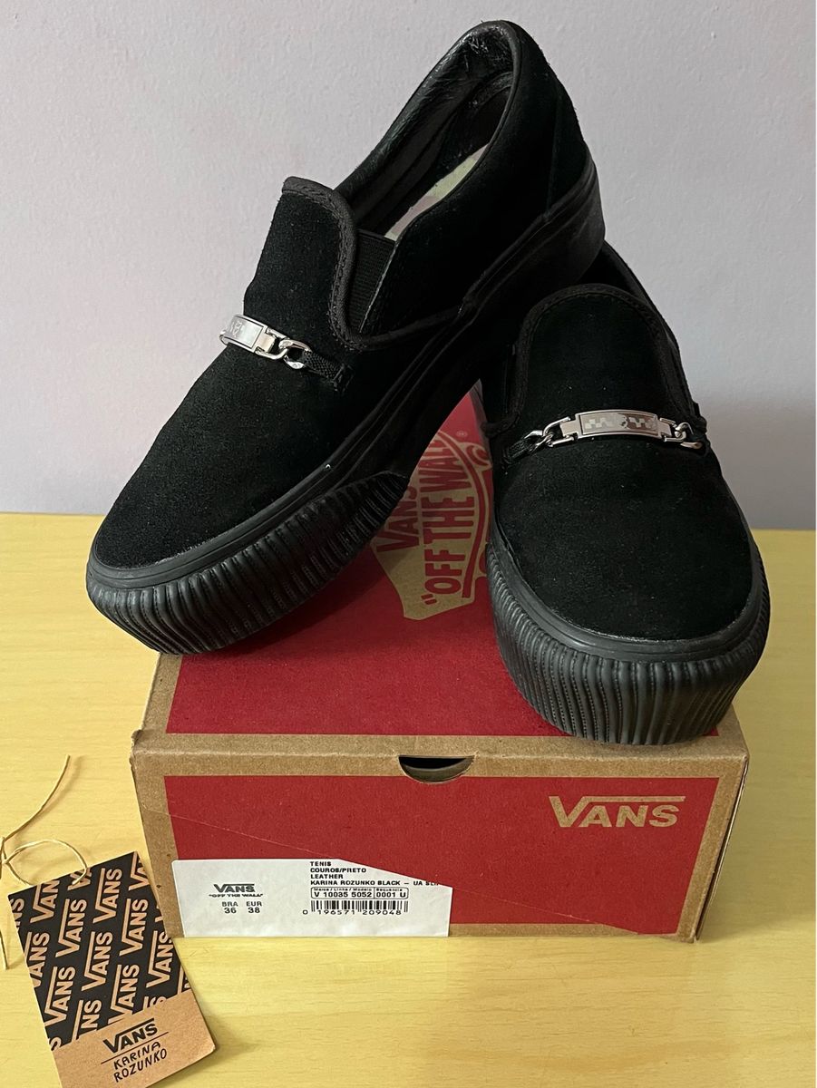 Tenis Vans Slip On Plataforma Preto Couro Karina Rozunko | Tênis ...