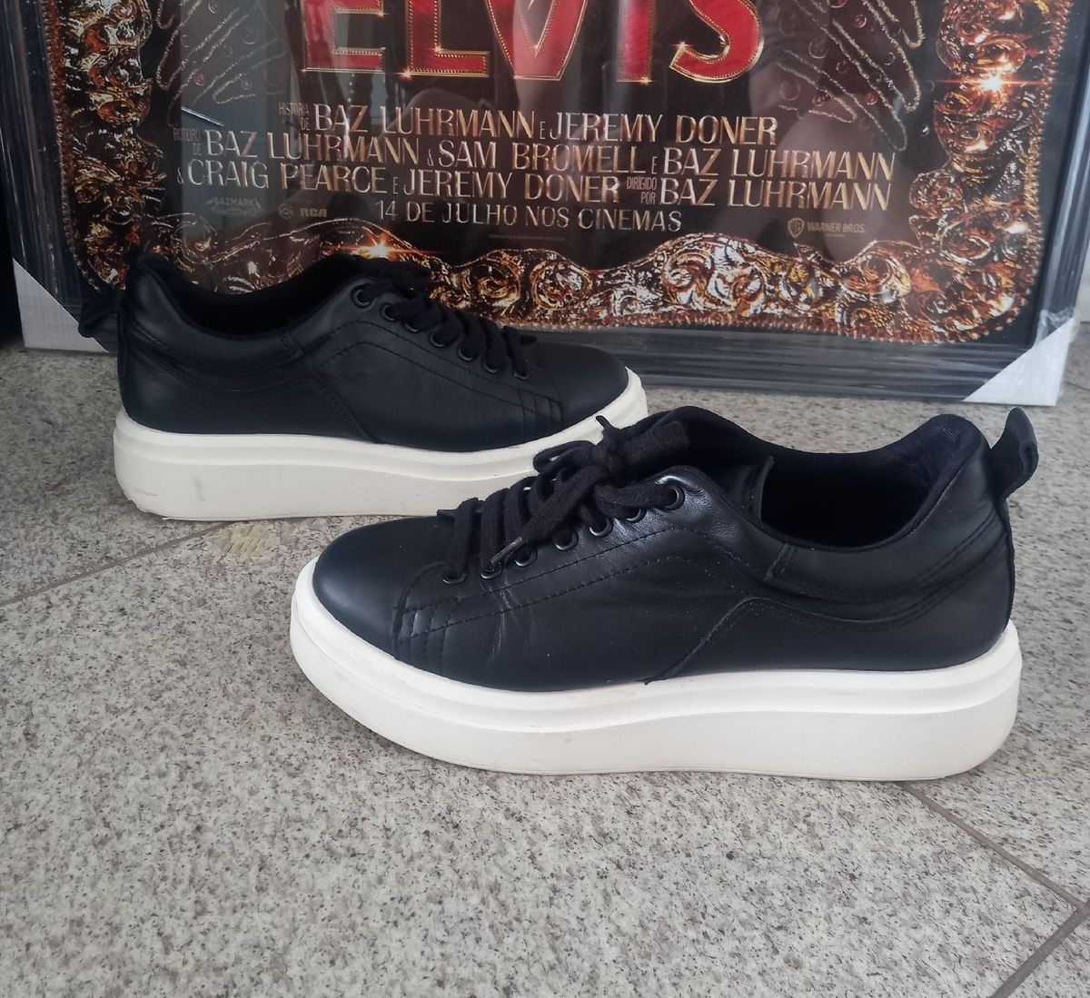 Tênis Zara Original Preto Sapatenis de Couro Tam 40 Plataforma | Tênis ...