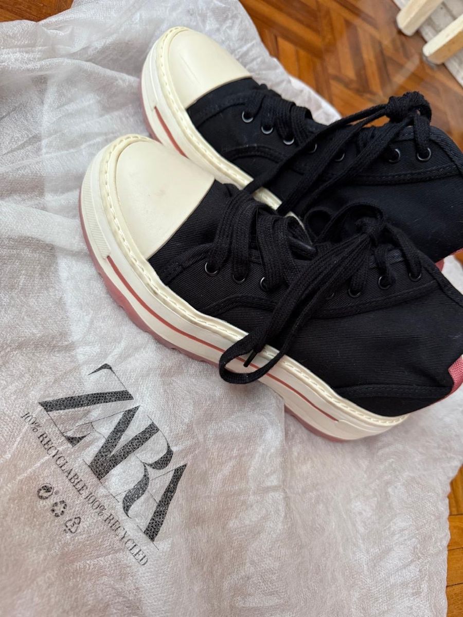 Tênis Zara Preto Cano Alto | Tênis Feminino Zara Nunca Usado 128852264 ...