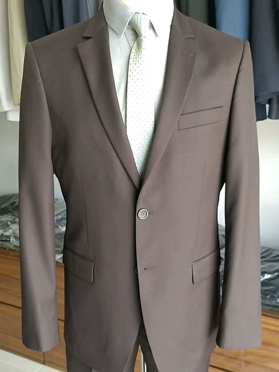 Terno Masculino Slim Marrom Café Lã | Casaco Masculino Velmond Nunca ...