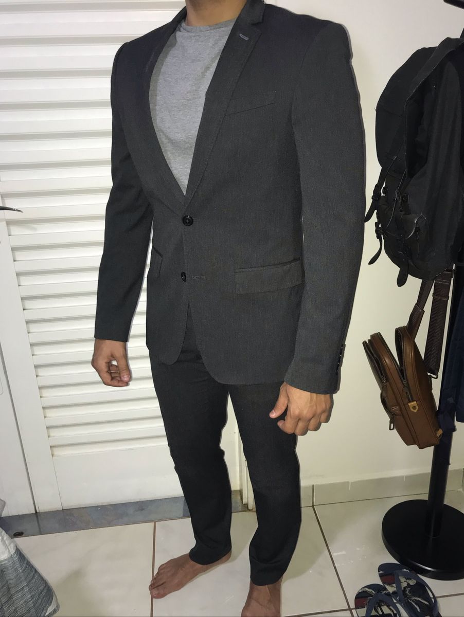 Terno Zara Cinza Chumbo | Blazer Masculino Zara Usado 39476319 | enjoei