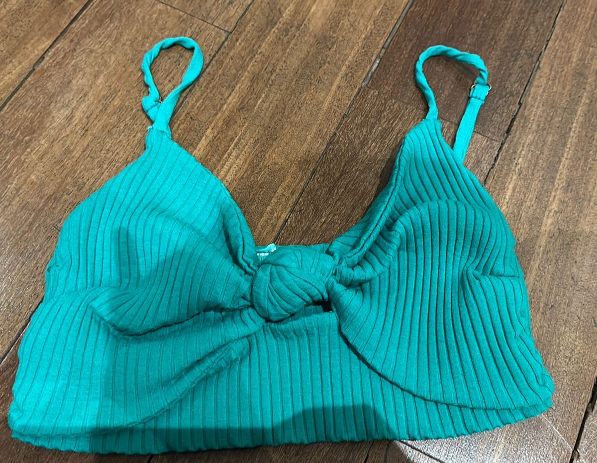 Top Verde Água com Nó Frontal Farm | Blusa Feminina Farm Nunca Usado 79858253 | enjoei