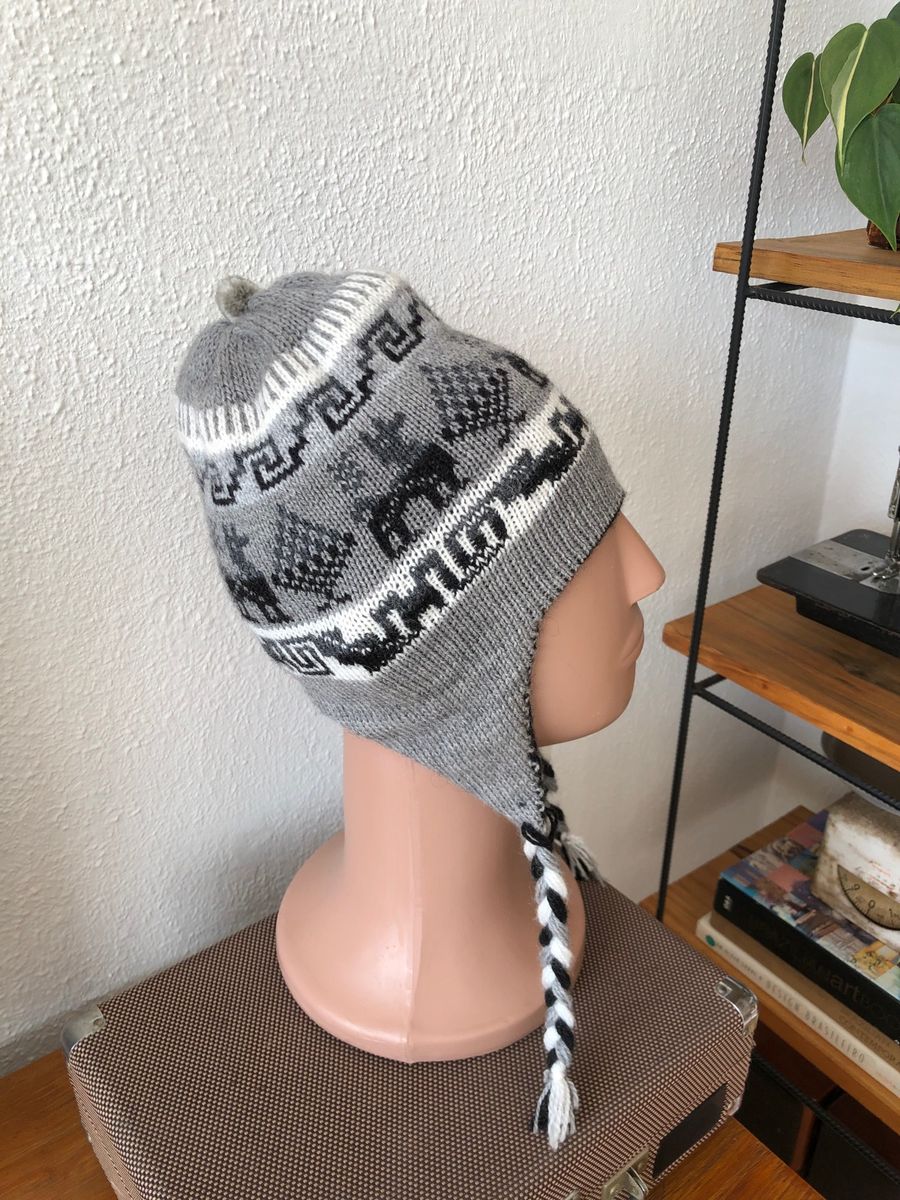 Touca Gorro Peruano Dupla Face Lã Natural | Chapéu Masculino Touca ...