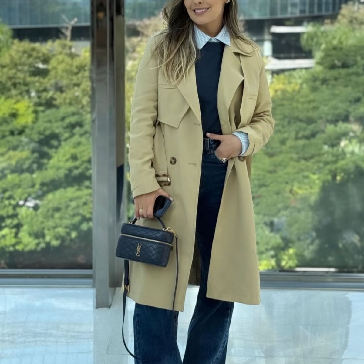 Trench Coat Gabardine com Botões e Cinto, Novo! Zara, Pandora, Vivara ...